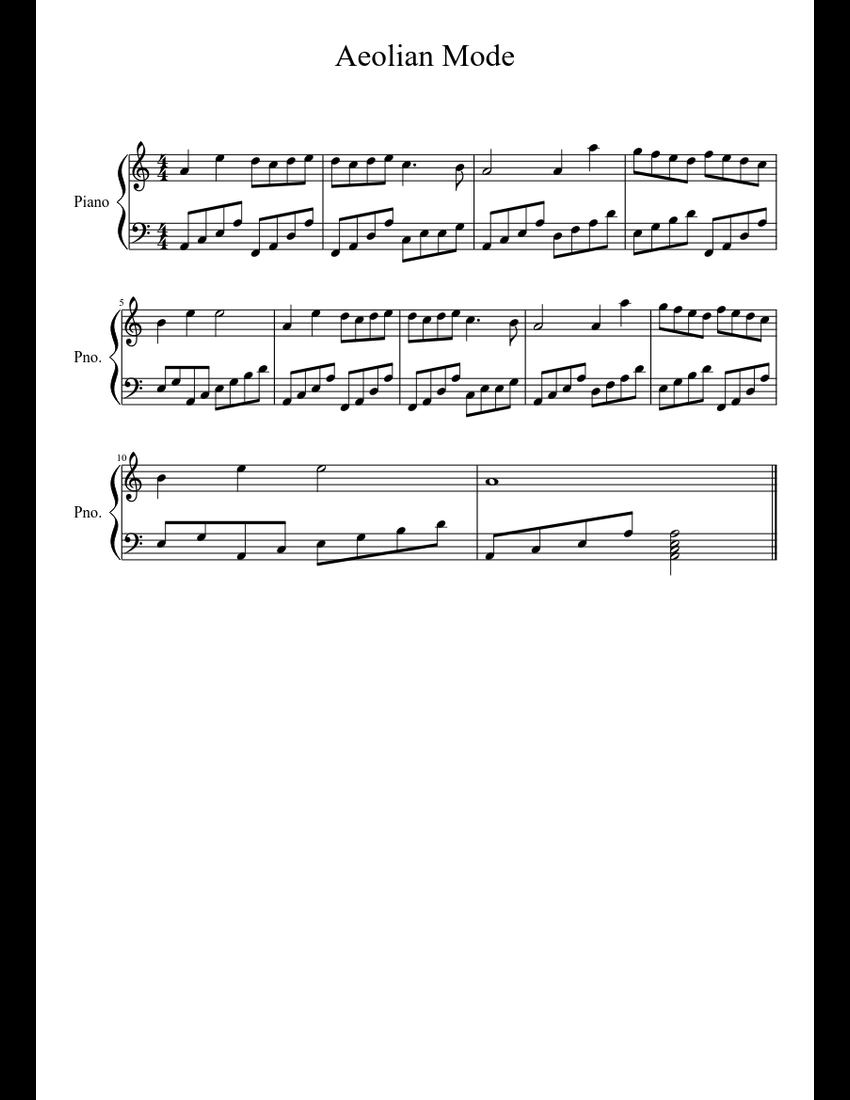 Aeolian Mode sheet music download free in PDF or MIDI