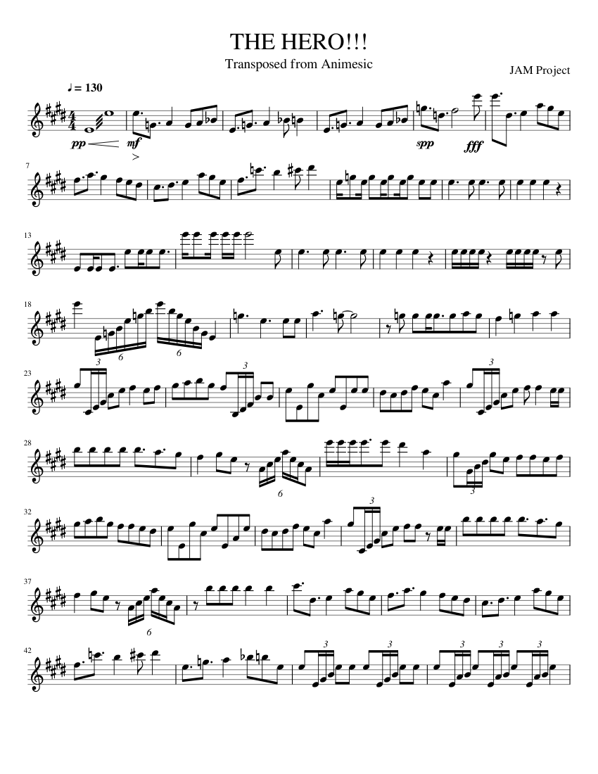 THE HERO!!! Tenor Sax Solo Sheet music for Saxophone (Tenor) (Solo ...