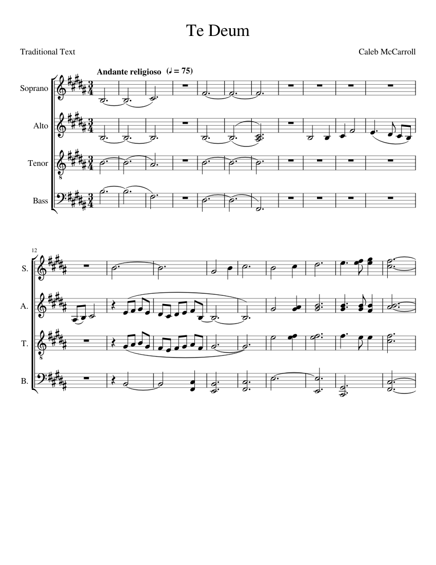 Te Deum sheet music for Voice download free in PDF or MIDI