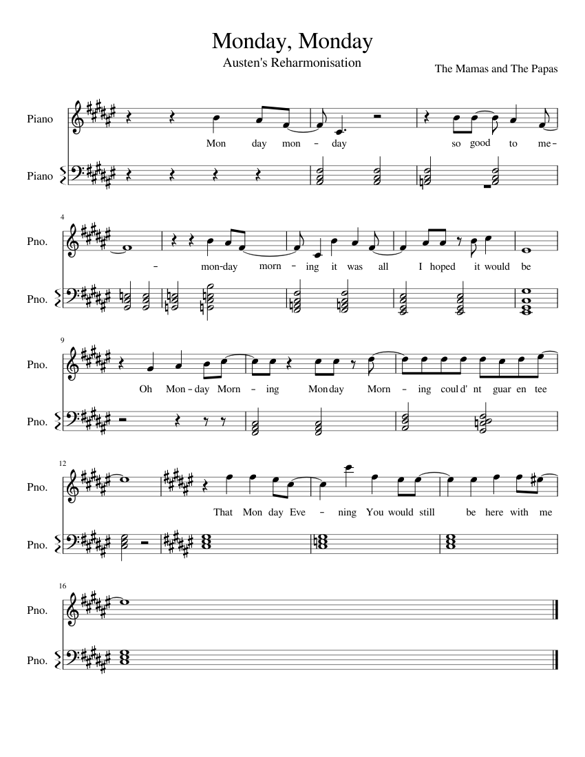 Monday 2c MondayReharm Sheet music for Piano | Download free in PDF or ...