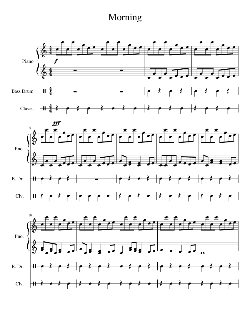 Morning Sheet music for Piano, Percussion | Download free in PDF or ...
