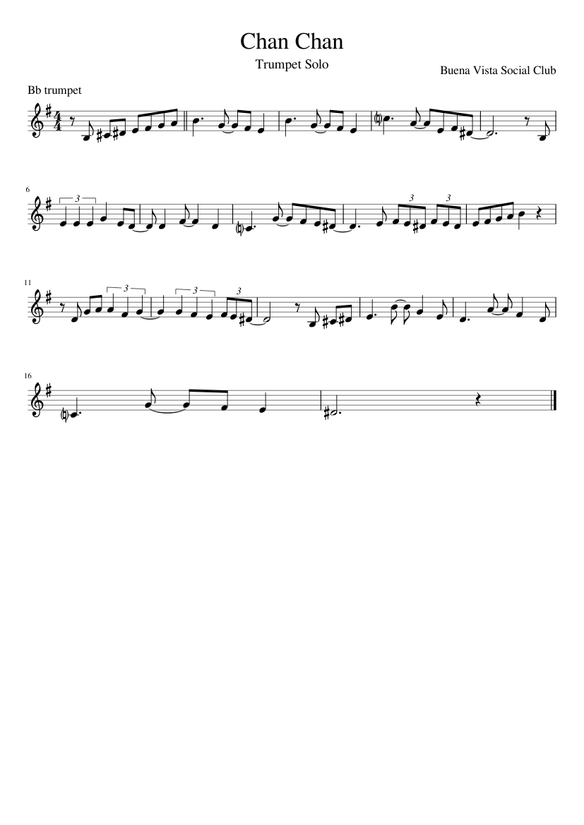 Chan Chan sheet music for Piano download free in PDF or MIDI