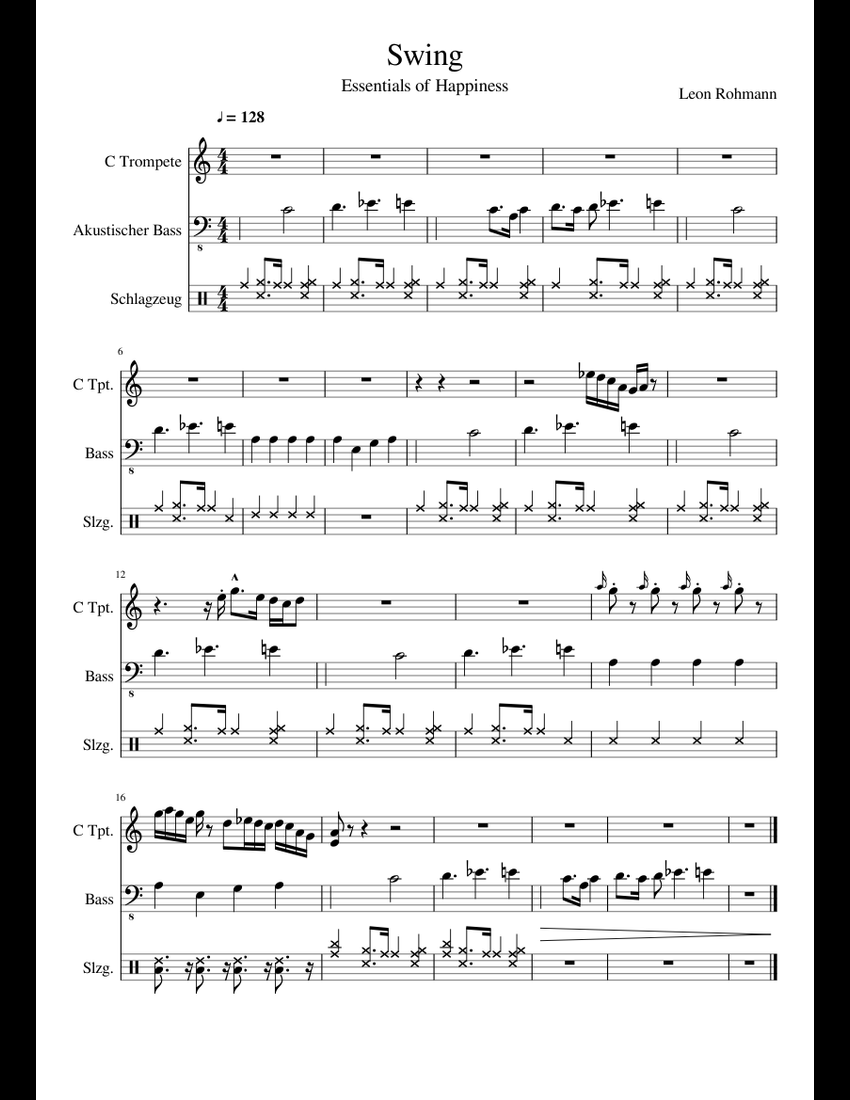 Swing sheet music for Trumpet, Bass, Percussion download free in PDF or ...