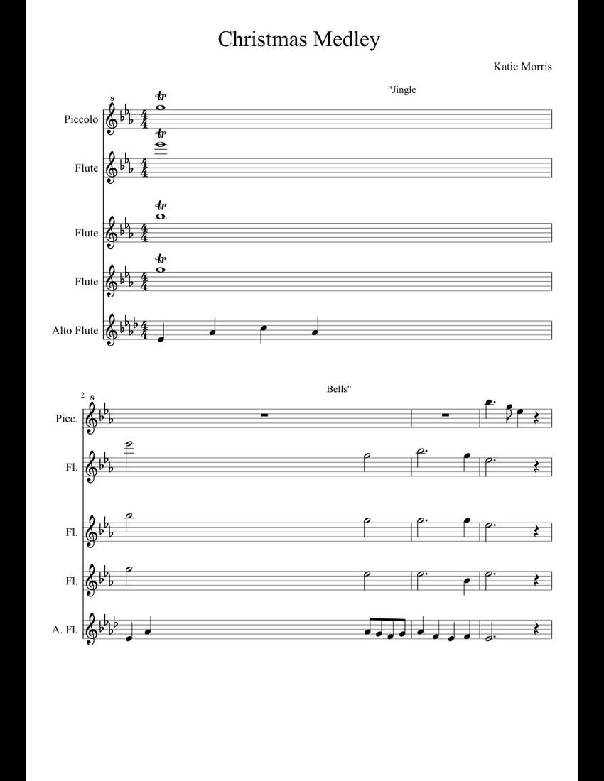 Christmas Medley sheet music for Flute, Piccolo download free in PDF or ...