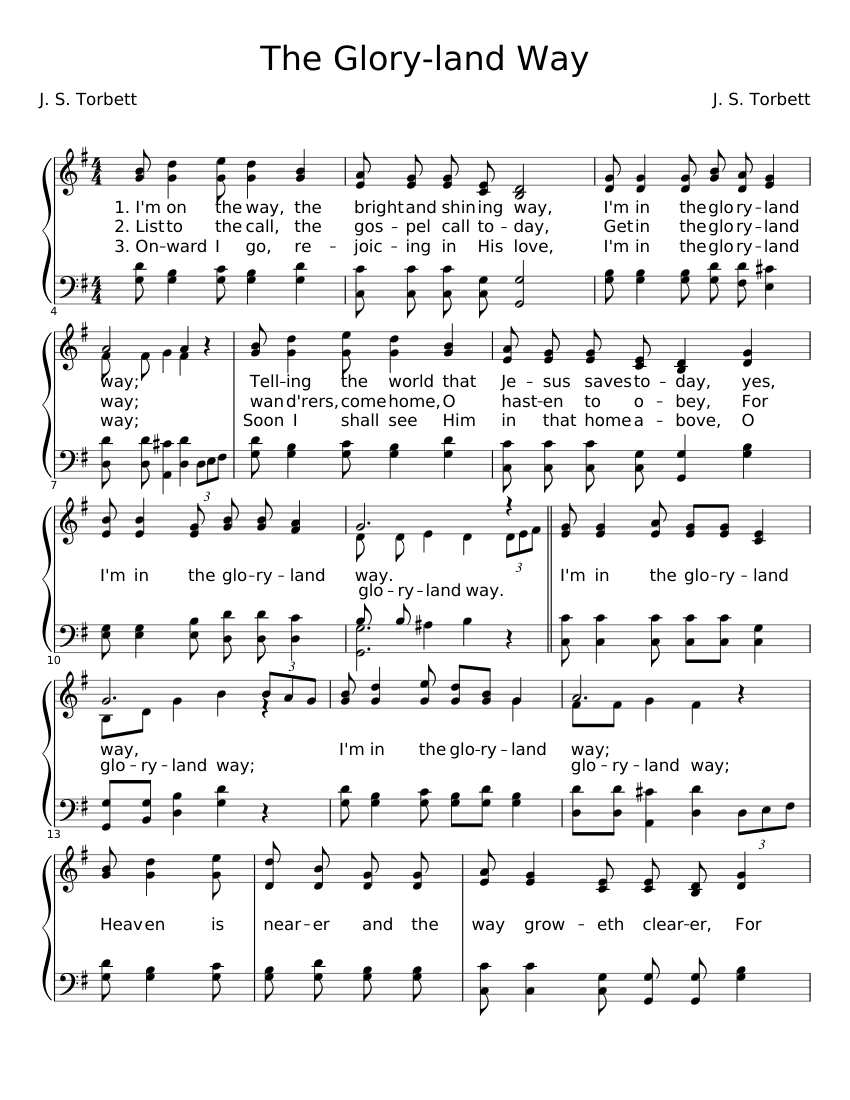 The Glory-land Way Sheet music for Piano | Download free in PDF or MIDI ...