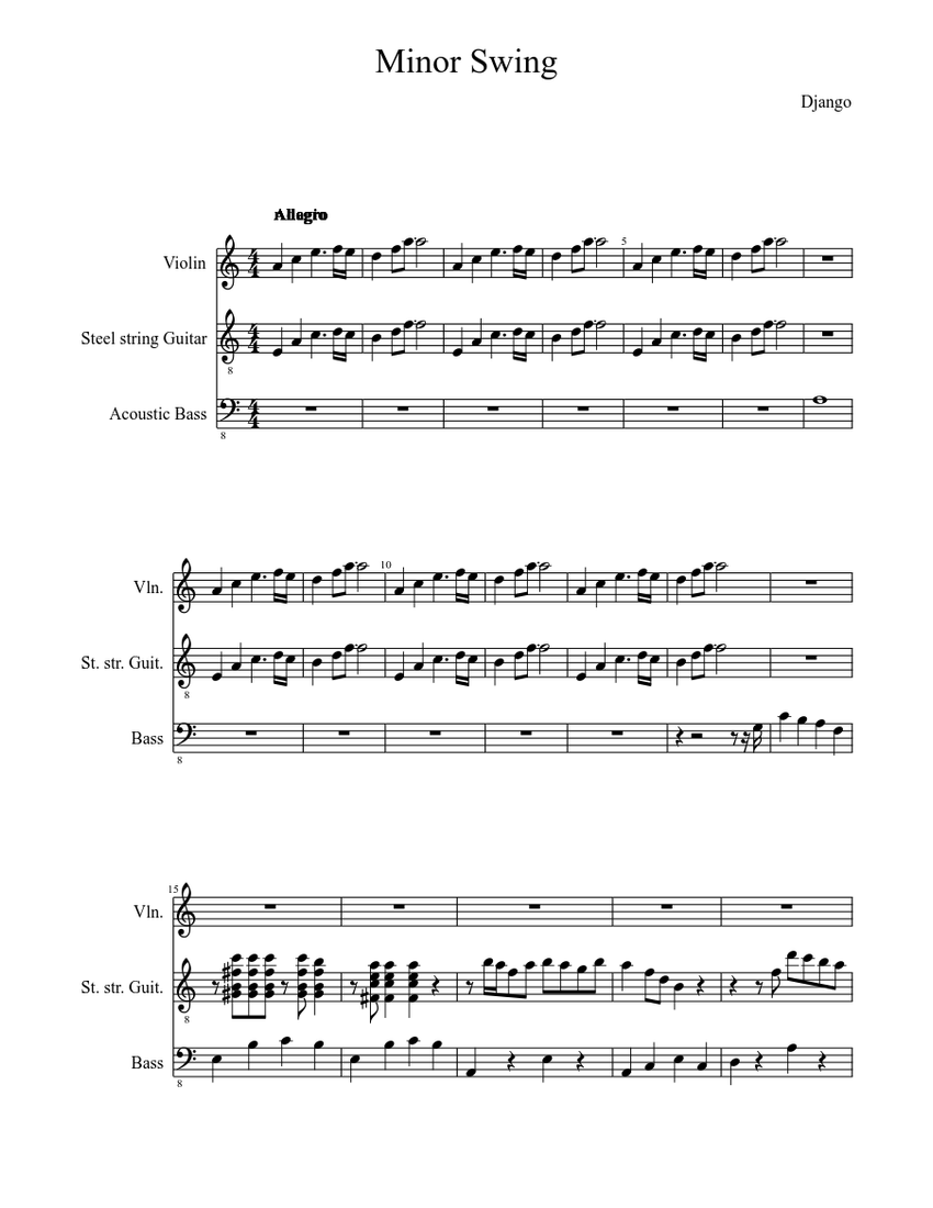 Minor Swing 1937 Sheet music for Violin (Solo) | Musescore.com