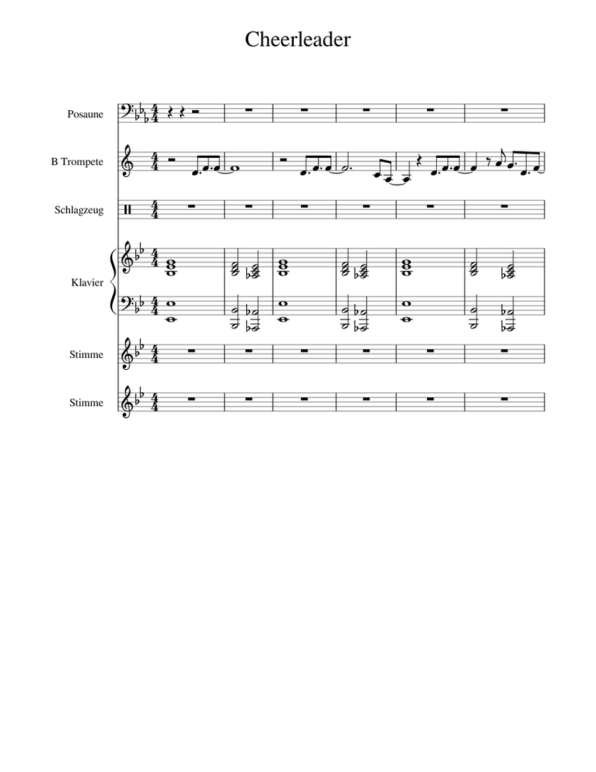 Cheerleader 2 Sheet music for Piano, Trumpet (In B Flat), Trombone ...