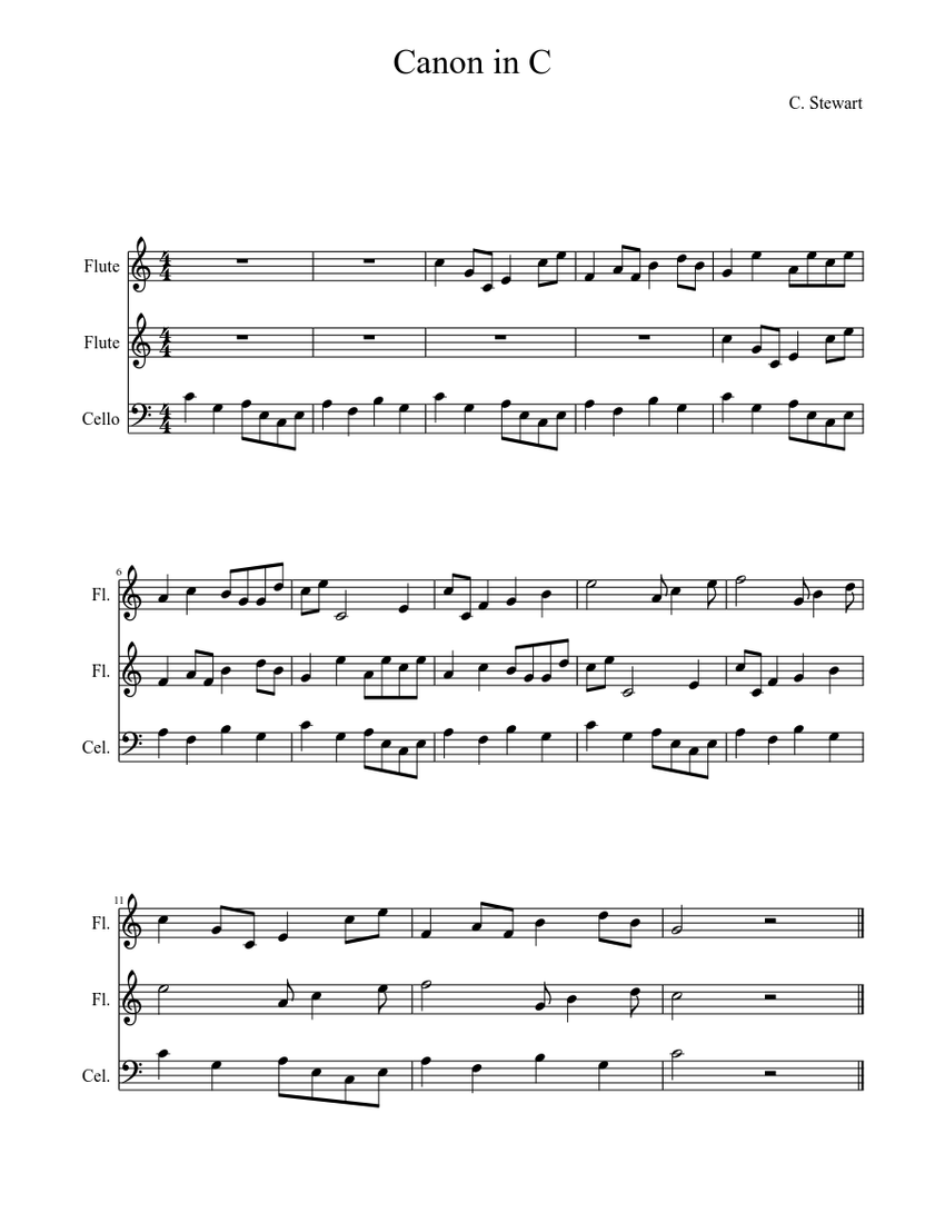 Canon in C Sheet music | Download free in PDF or MIDI | Musescore.com