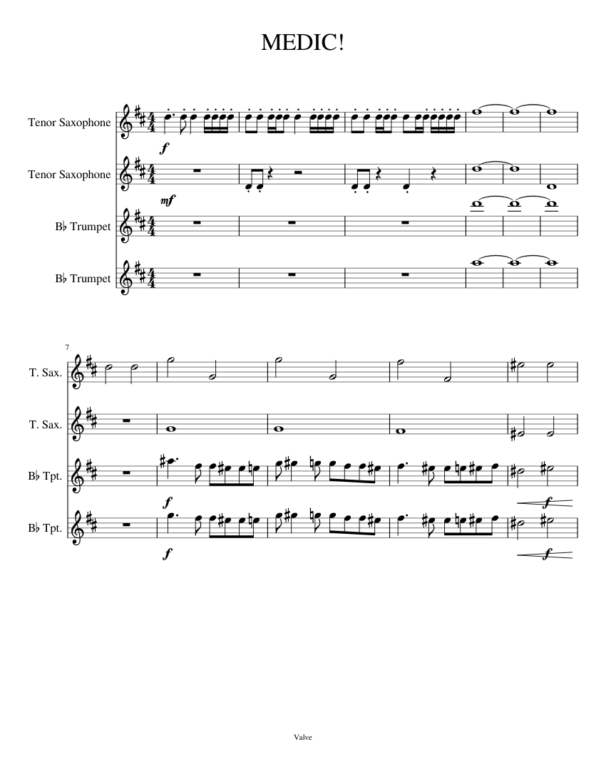 MEDIC Sheet music for Tenor Saxophone, Trumpet | Download free in PDF or MIDI | Musescore.com