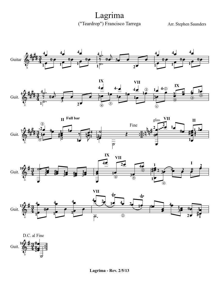 Lagrima Sheet music | Download free in PDF or MIDI | Musescore.com