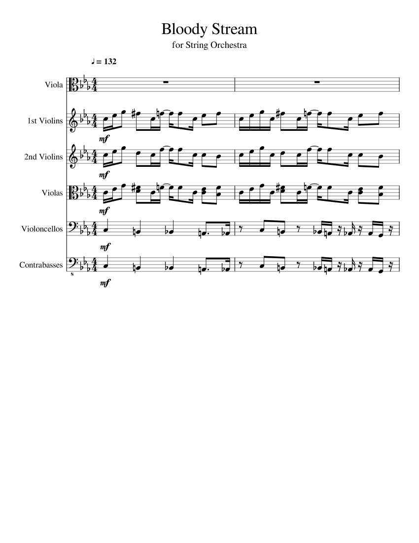 Bloody Stream (wip) Sheet music for Viola, Strings | Download free in ...