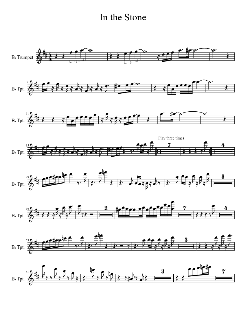 In the Stone Sheet music for Trumpet (Solo) | Musescore.com