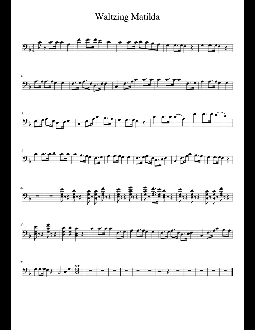 Waltzing Matilda Maybe sheet music for Piano download free in PDF or MIDI