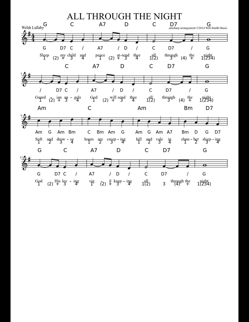 ALL THROUGH THE NIGHT sheet music for Piano download free in PDF or MIDI