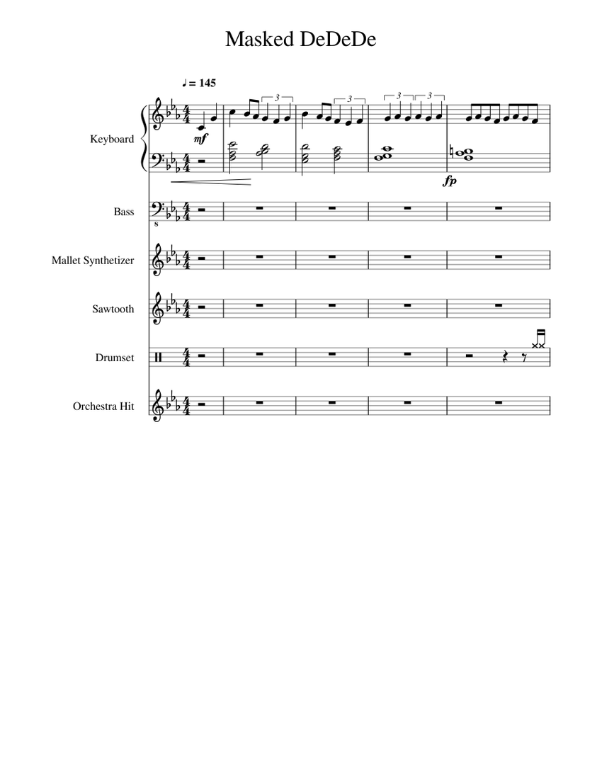 Masked DeDeDe Sheet music for Brass Ensemble, Bass, Percussion ...