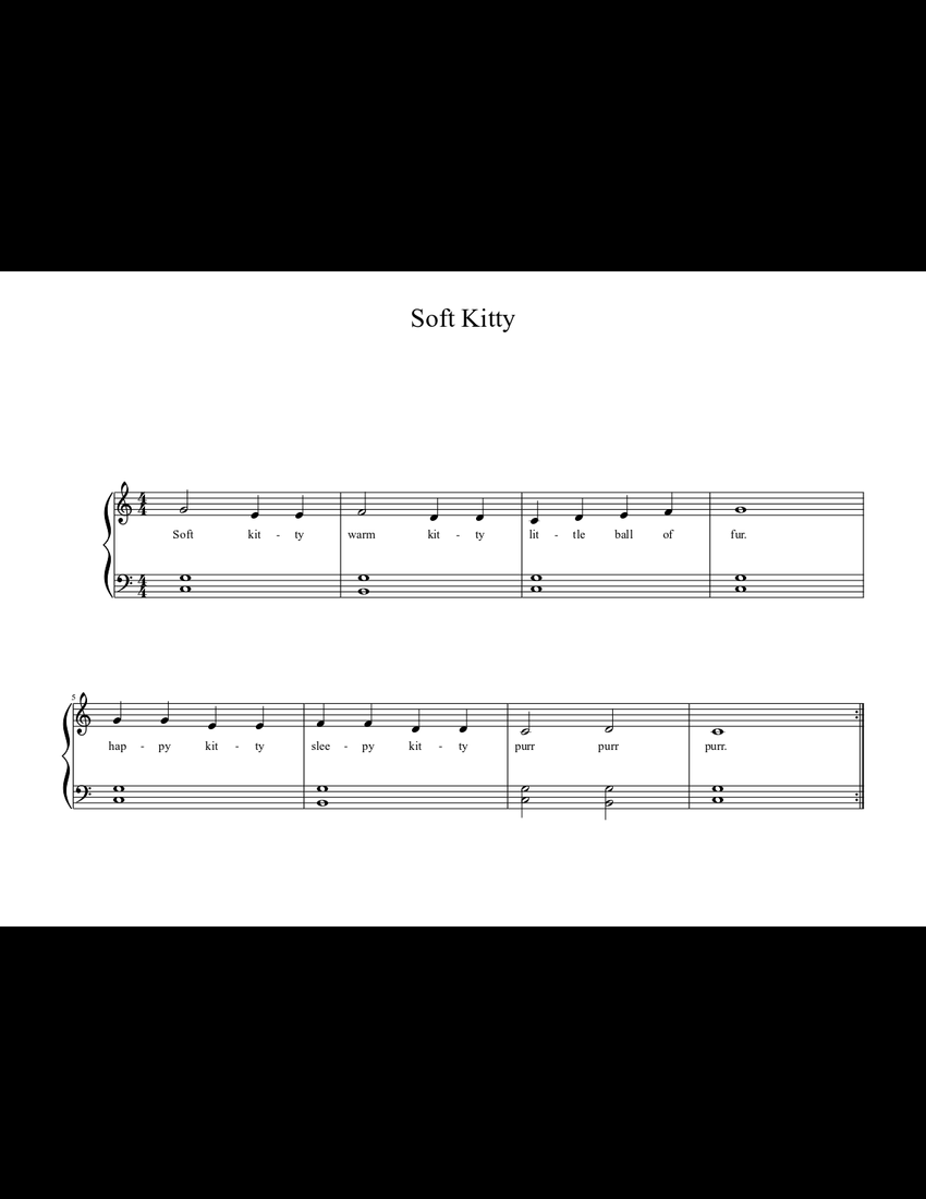 Soft Kitty sheet music download free in PDF or MIDI