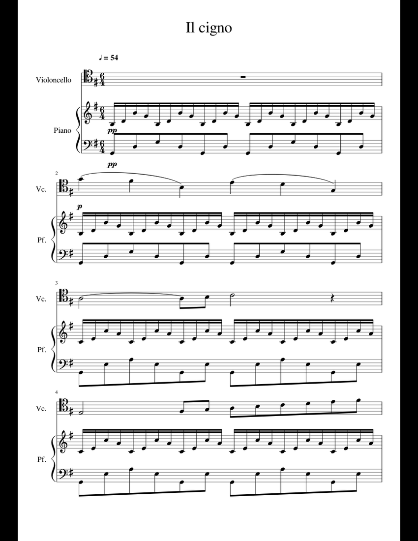 Il cigno sheet music download free in PDF or MIDI