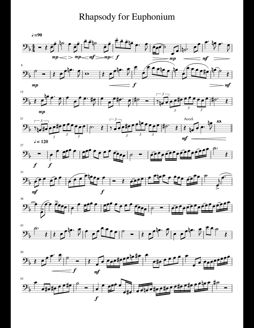 Rhapsody for Euphonium sheet music for Trombone download free in PDF or ...