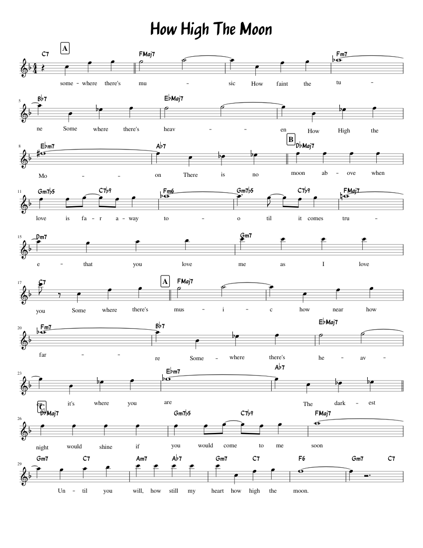 How High The Moon (Advanced High School Lead Trumpet) sheet music for ...
