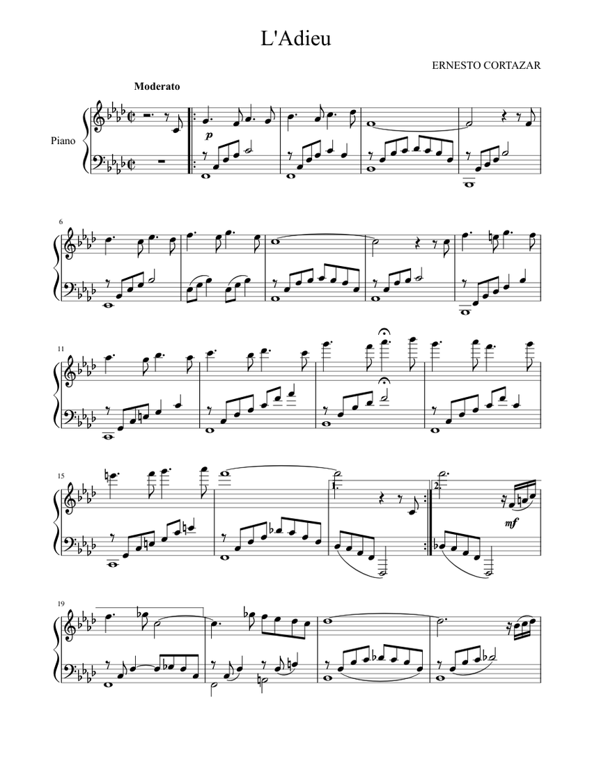 L'Adieu Sheet music for Piano | Download free in PDF or MIDI ...