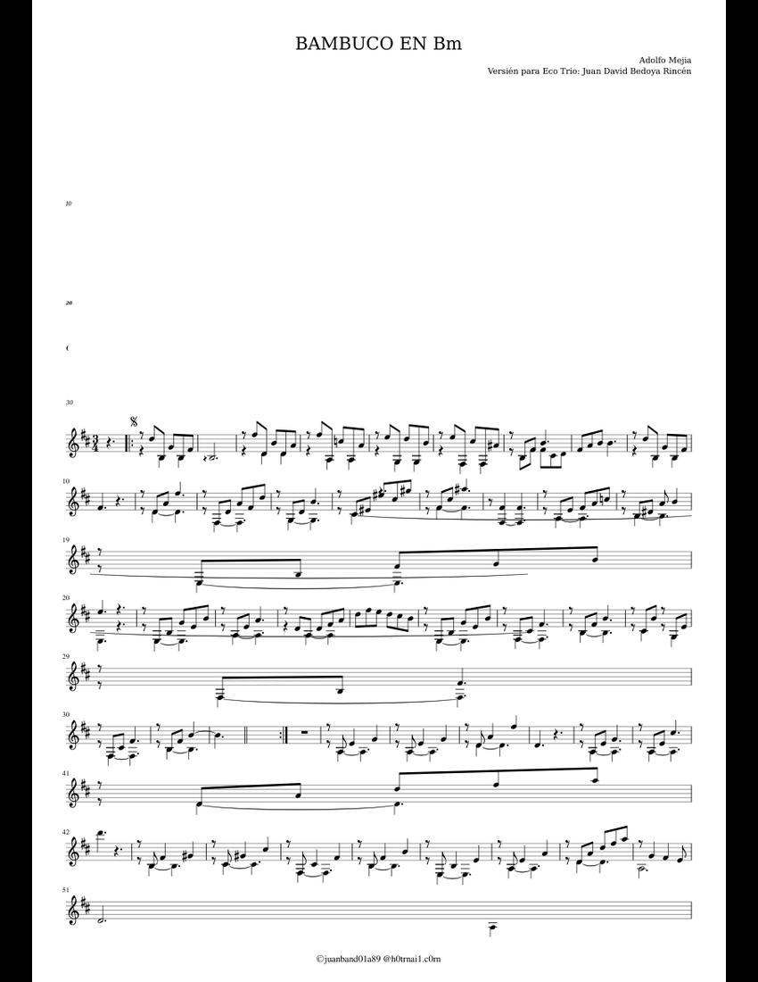 BAMBUCO EN Bm guitarra sheet music for Voice download free in PDF or MIDI