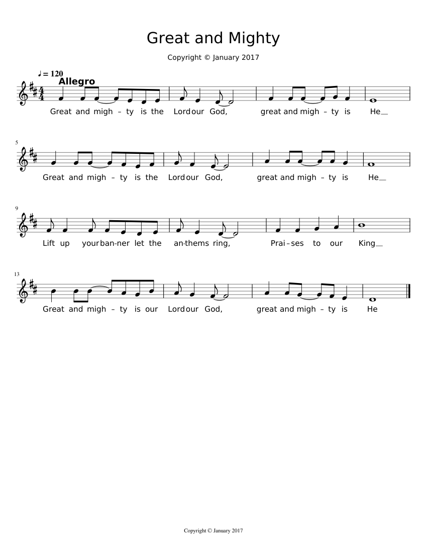 Great and Mighty Sheet music | Musescore.com