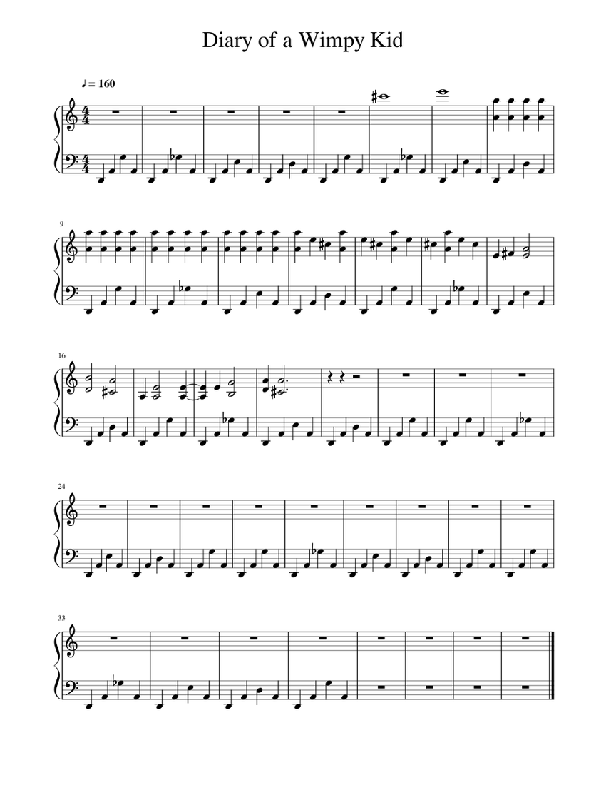 Diary of a Wimpy Kid Sheet music for Piano (Solo) | Musescore.com