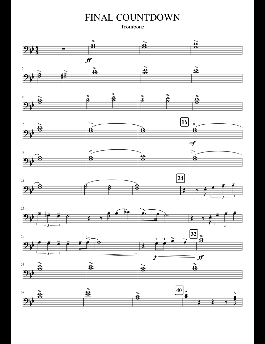 FINAL COUNTDOWN(트럼본) sheet music for Alto Saxophone download free in ...
