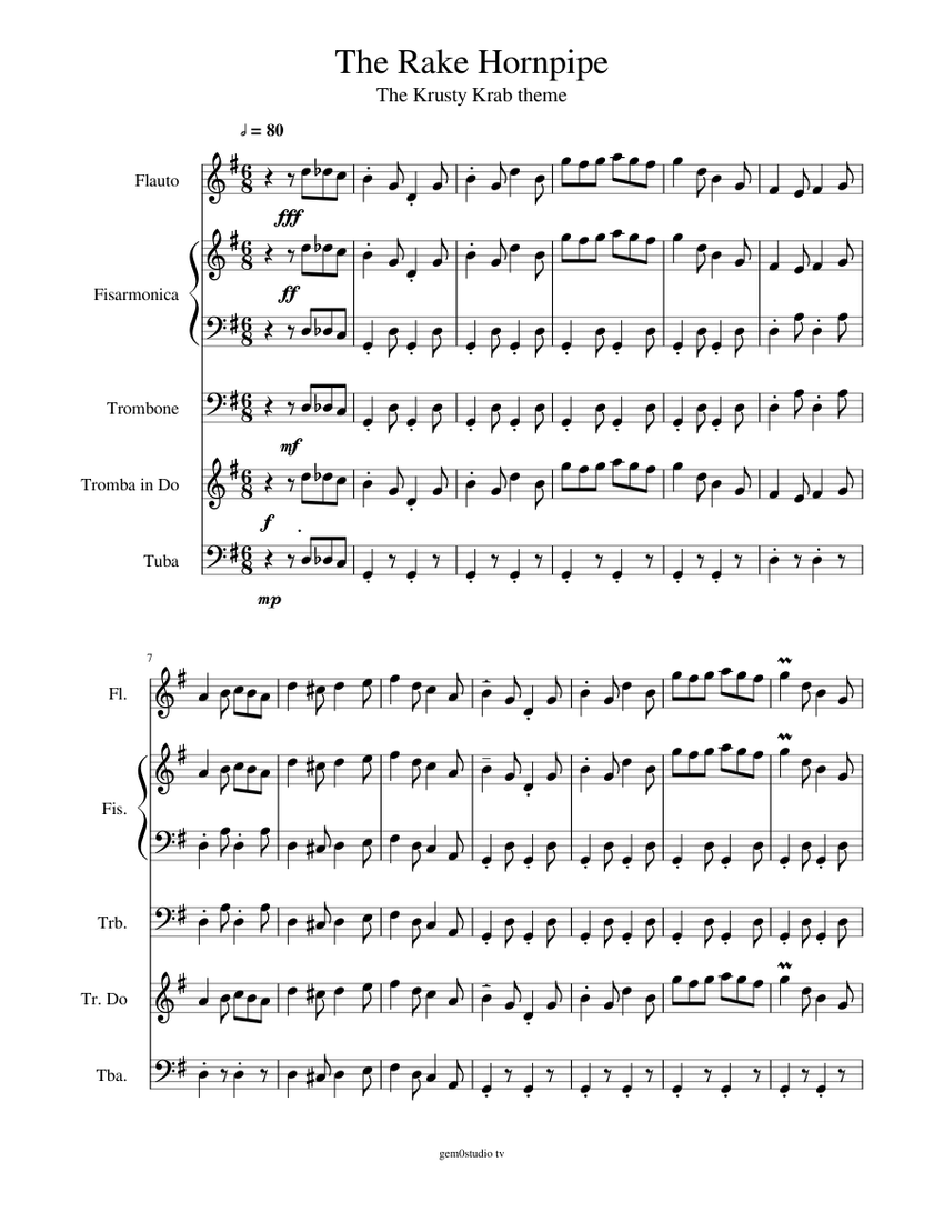 The Rake Hornpipe Sheet music for Trombone, Tuba (Brass Duet ...