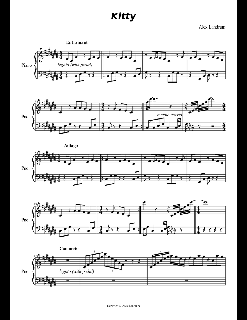 Kitty sheet music for Piano download free in PDF or MIDI