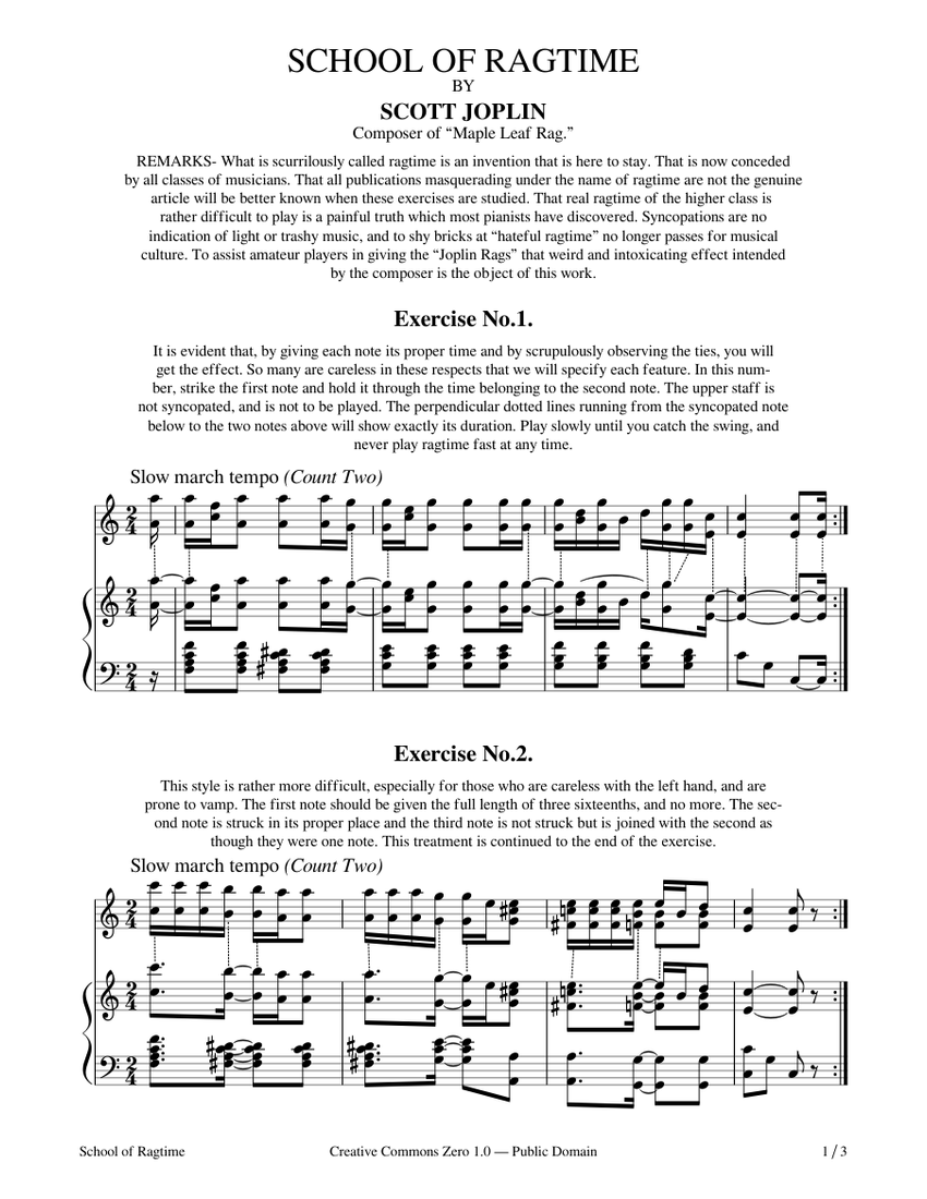 School of Ragtime - Scott Joplin - 1908 sheet music for Piano download ...