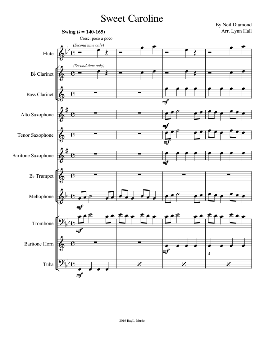 Sweet Caroline NEW! Sheet music | Download free in PDF or MIDI ...
