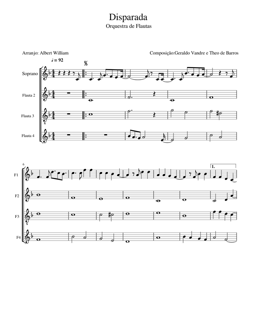 Disparada Flautas Sheet music for Voice | Download free in PDF or MIDI ...