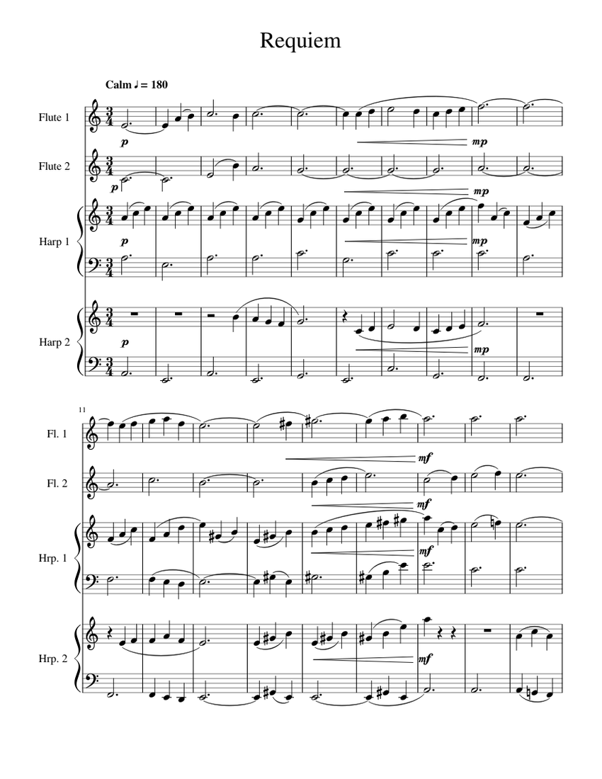 Requiem Sheet music for Flute, Harp | Download free in PDF or MIDI ...