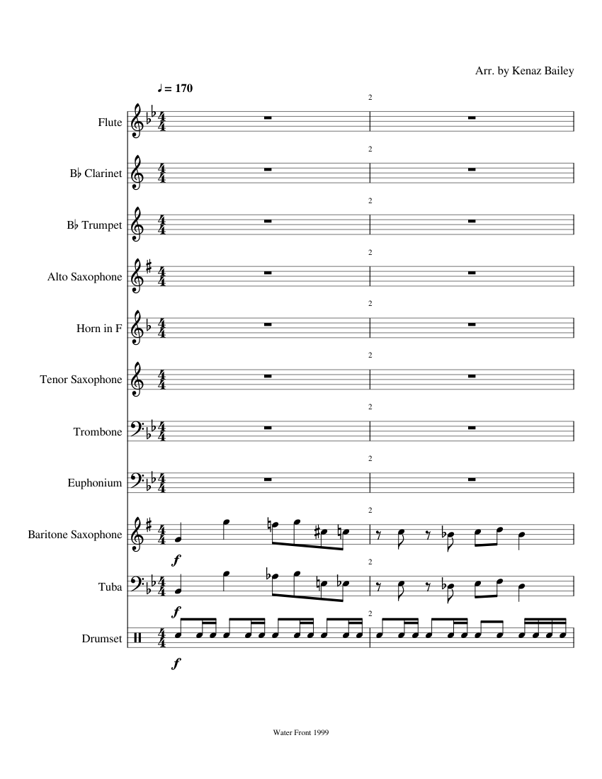 Runaway Baby x Bruno Mars band ensemble arr.Kenaz Bailey Sheet music ...