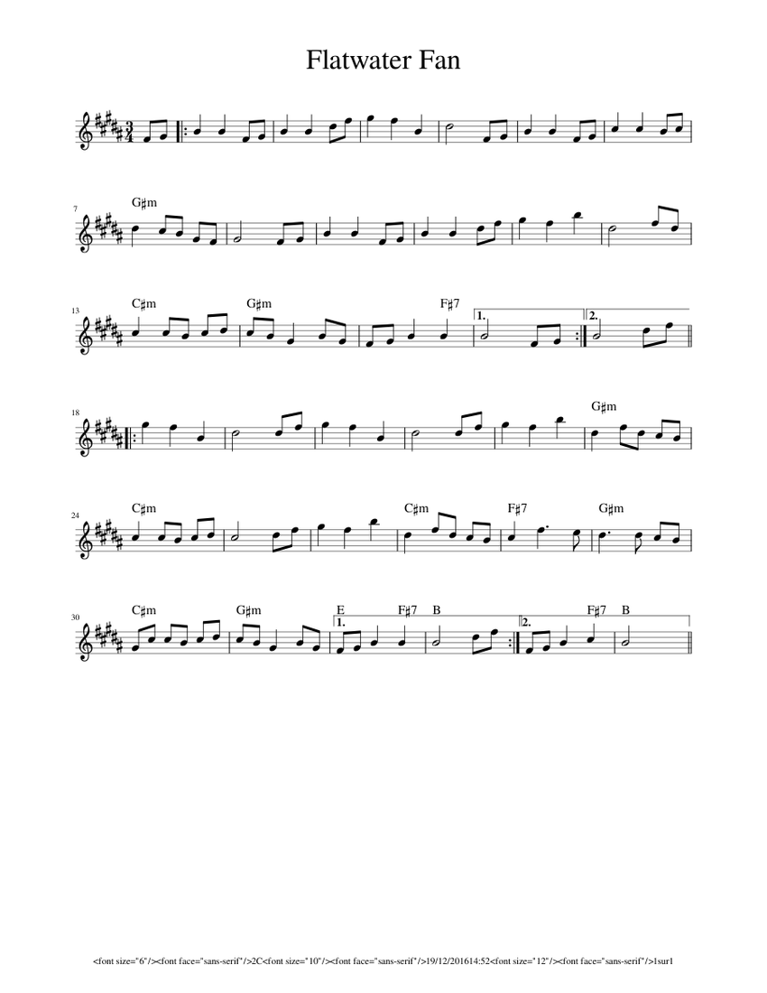 FlatWater Fran Sheet music | Download free in PDF or MIDI | Musescore.com