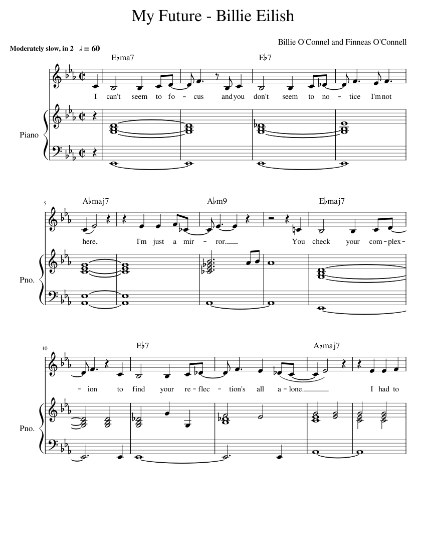 My Future - Billie Eilish Sheet music for Piano, Vocals (Piano-Voice ...