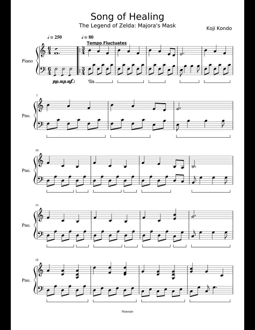 Song of Healing sheet music for Piano download free in PDF or MIDI