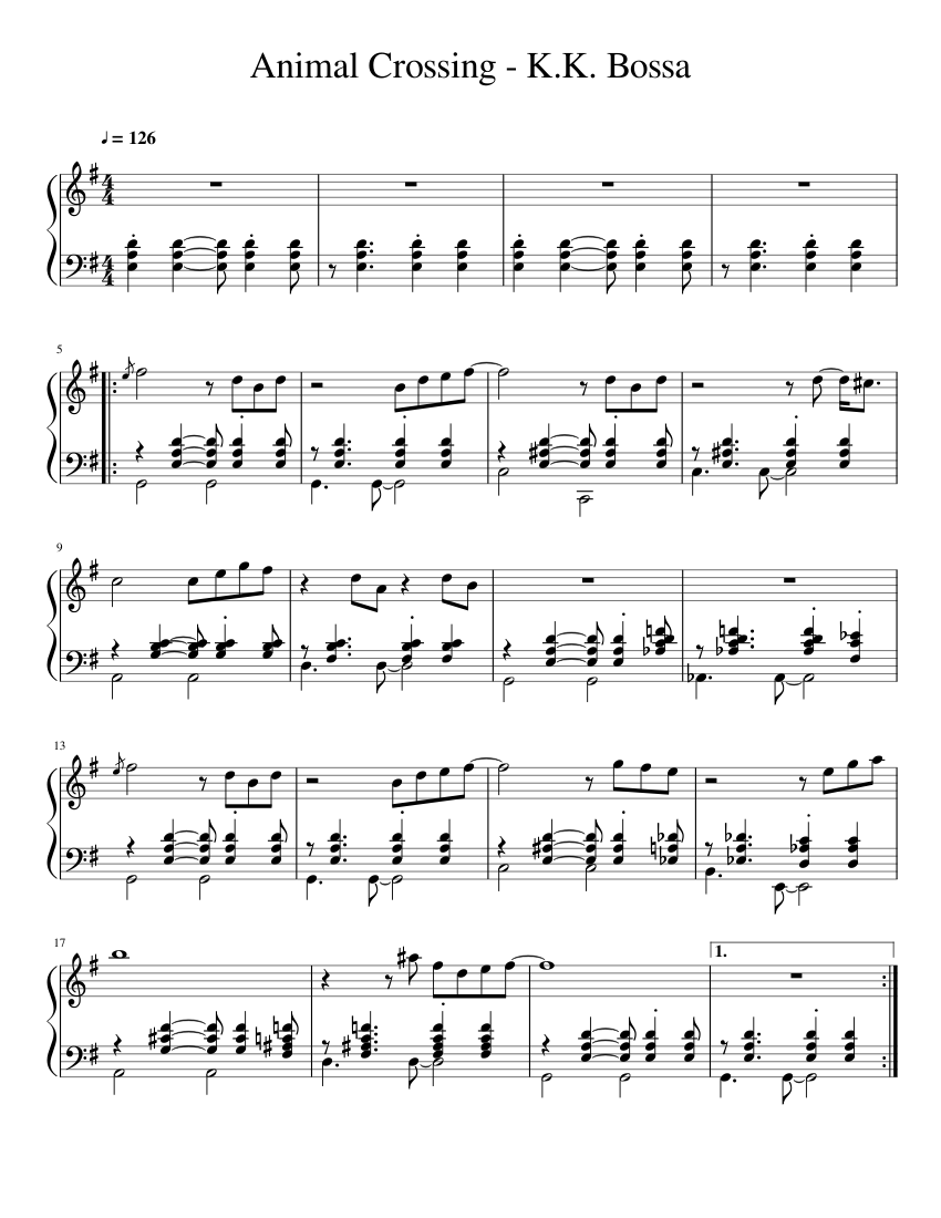 Animal Crossing - K.K. Bossa (Piano) Sheet music for Piano | Download ...