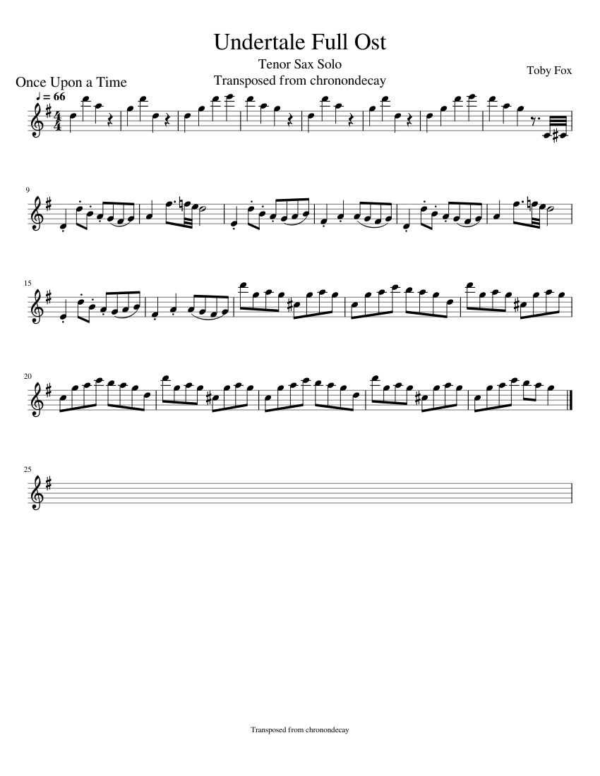Undertale Full Ost Tenor Sax Solo WIP 102/101 Sheet music for Tenor ...
