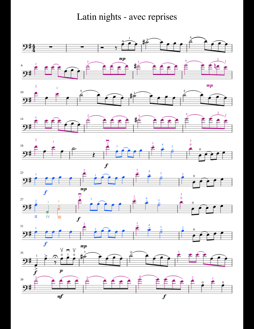 Latin nights - avec reprises sheet music for Cello download free in PDF ...