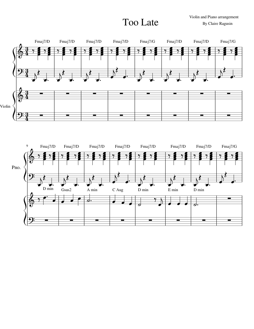 Too Late Sheet music for Piano, Piano (Piano Duo) | Musescore.com