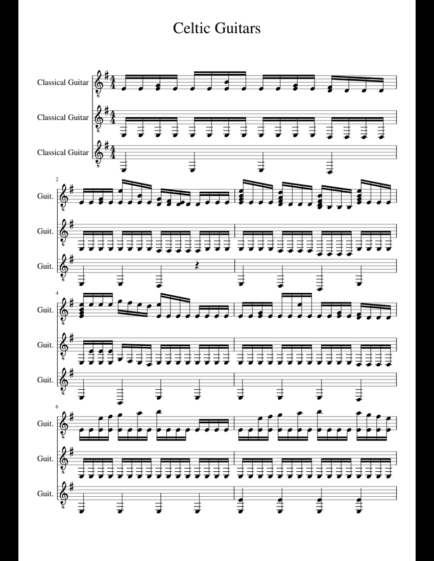 Celtic Guitars sheet music for Guitar download free in PDF or MIDI