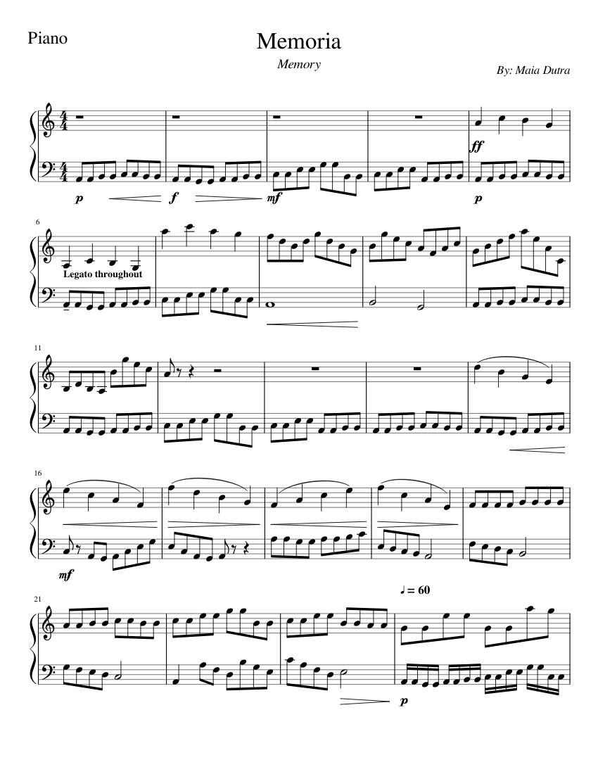 Memoria Sheet music for Piano (Solo) | Musescore.com
