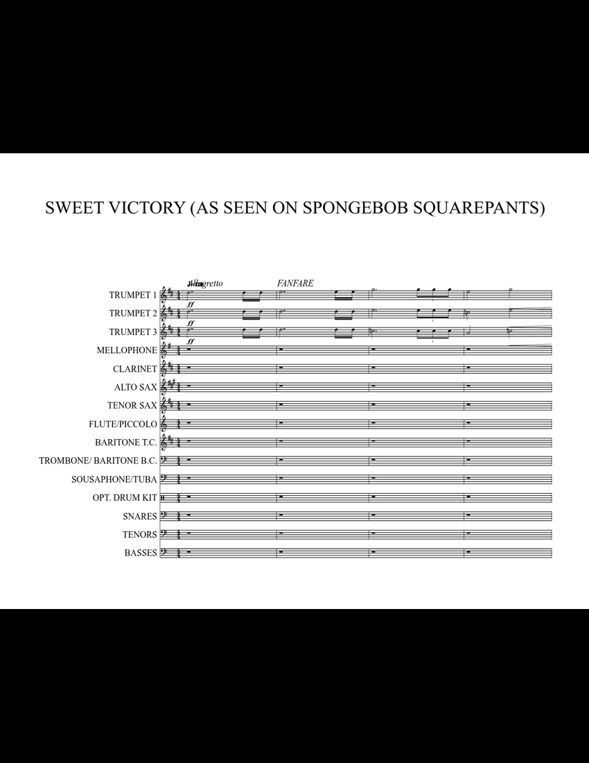 SWEET VICTORY (AS SEEN ON SPONGEBOB SQUAREPANTS) sheet music download ...