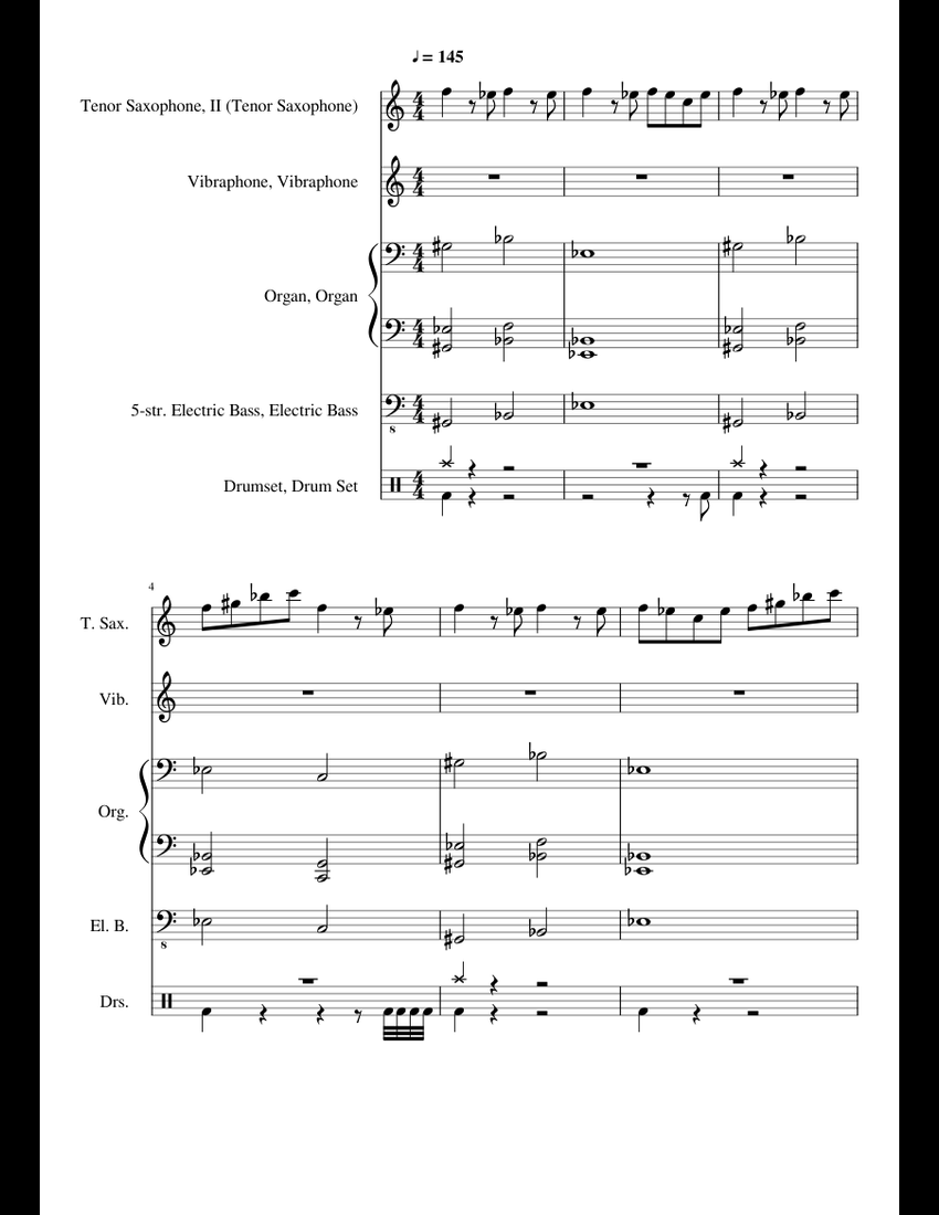 Splatoon Squid Sisters Quintet sheet music for Tenor Saxophone ...