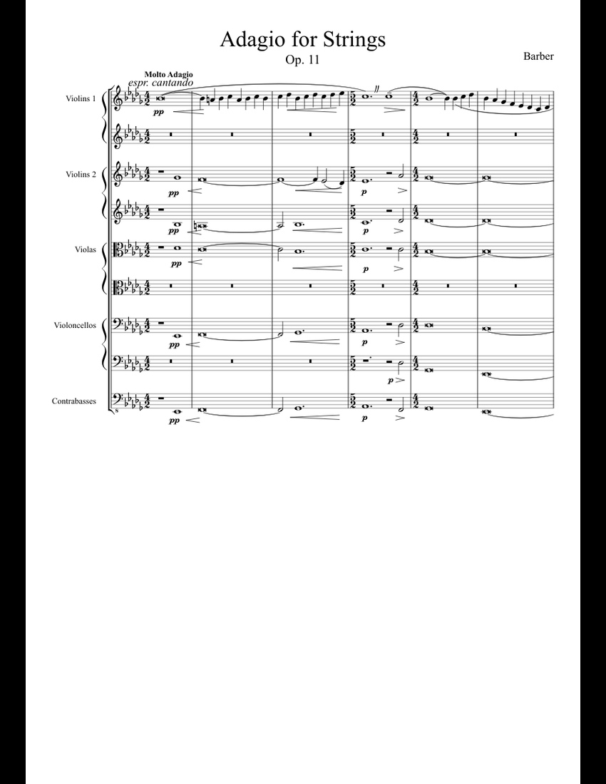 Adagio for Strings sheet music for Strings download free in PDF or MIDI