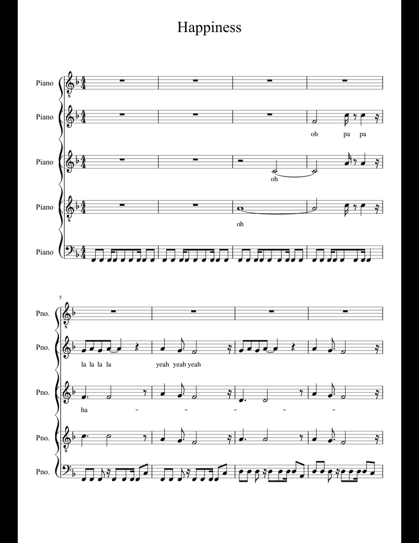 Happiness sheet music for Piano download free in PDF or MIDI