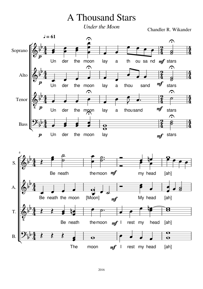 A Thousand Stars (Sopranos) Sheet music for Soprano, Tenor, Alto, Bass ...