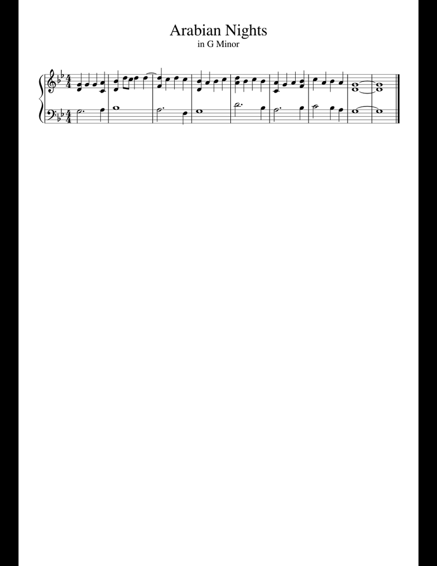 Arabian Nights sheet music for Piano download free in PDF or MIDI